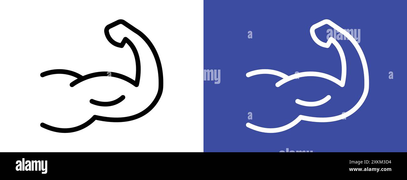 Biceps icon logo sign vector outline in black and white color Stock ...