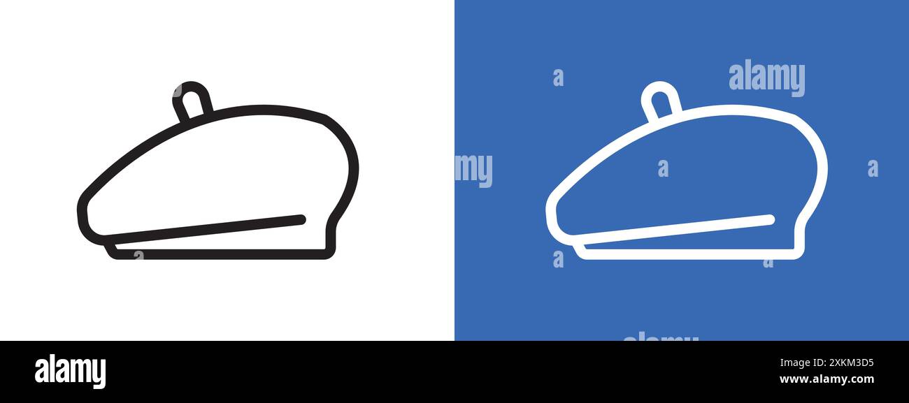 Beret icon logo sign vector outline in black and white color Stock ...