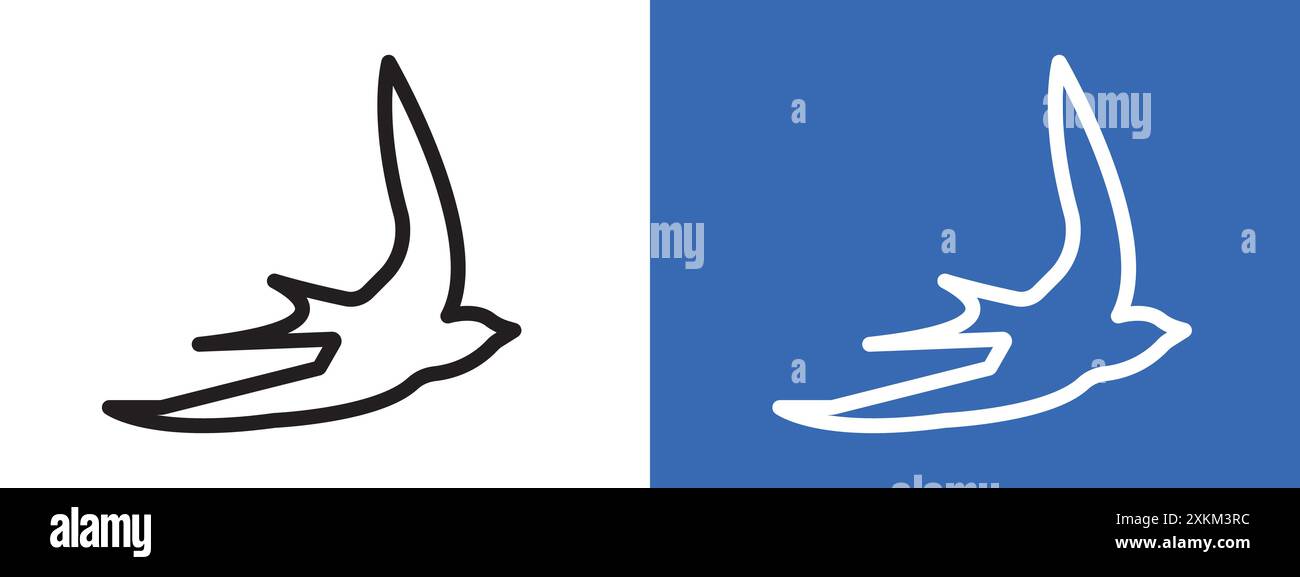 Barn swallow icon logo sign vector outline in black and white color ...