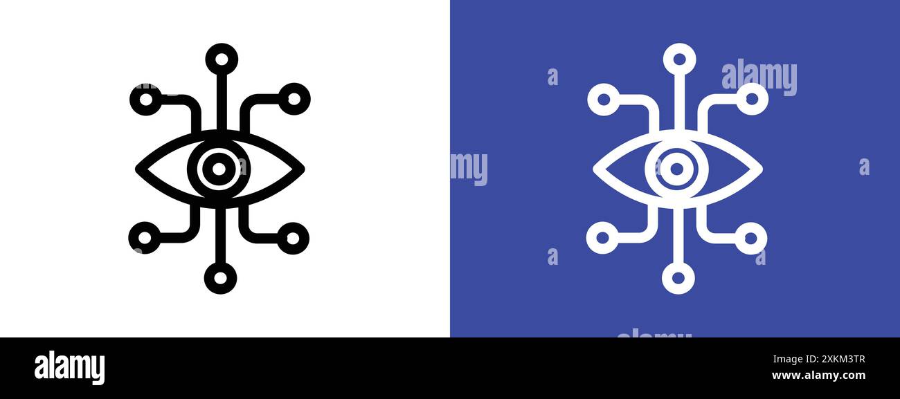 Bionic eye icon logo sign vector outline in black and white color Stock ...