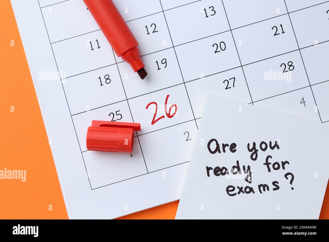 Paper note with question Are You Ready For Exams and stationery on ...