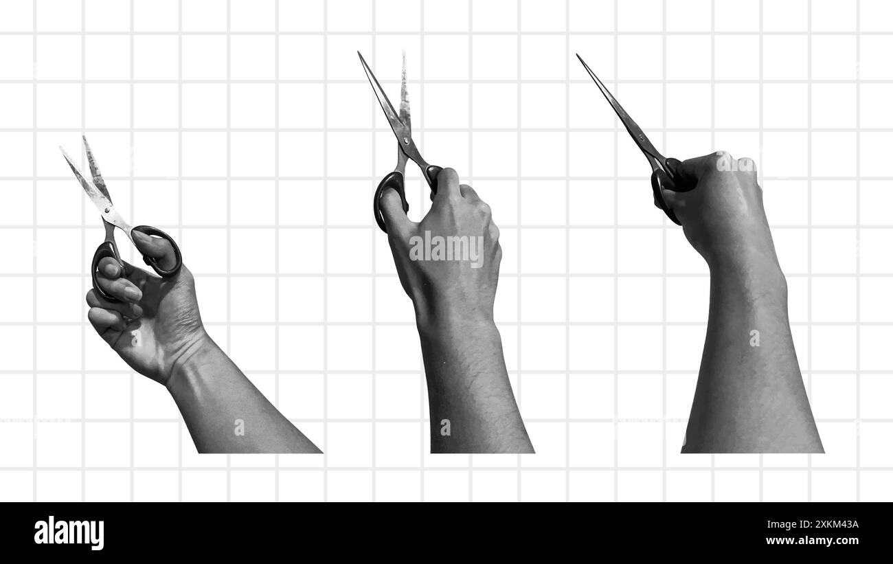 Hands holding scissors Stock Vector Images - Alamy