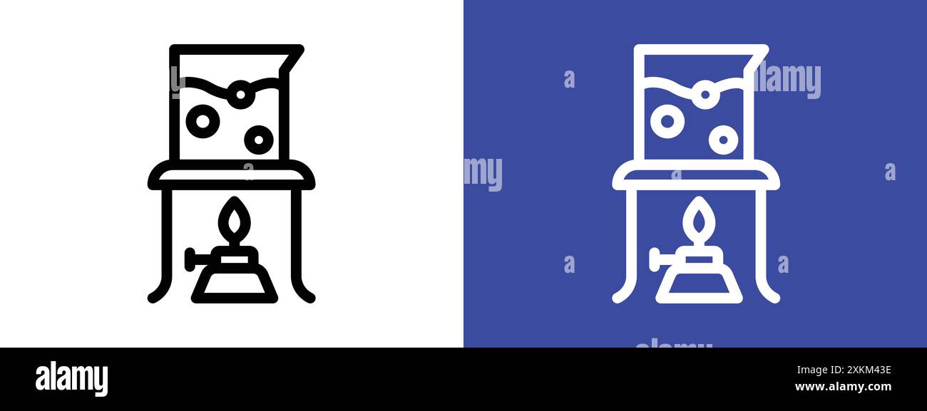 burner boiling chemical icon logo sign vector outline in black and ...