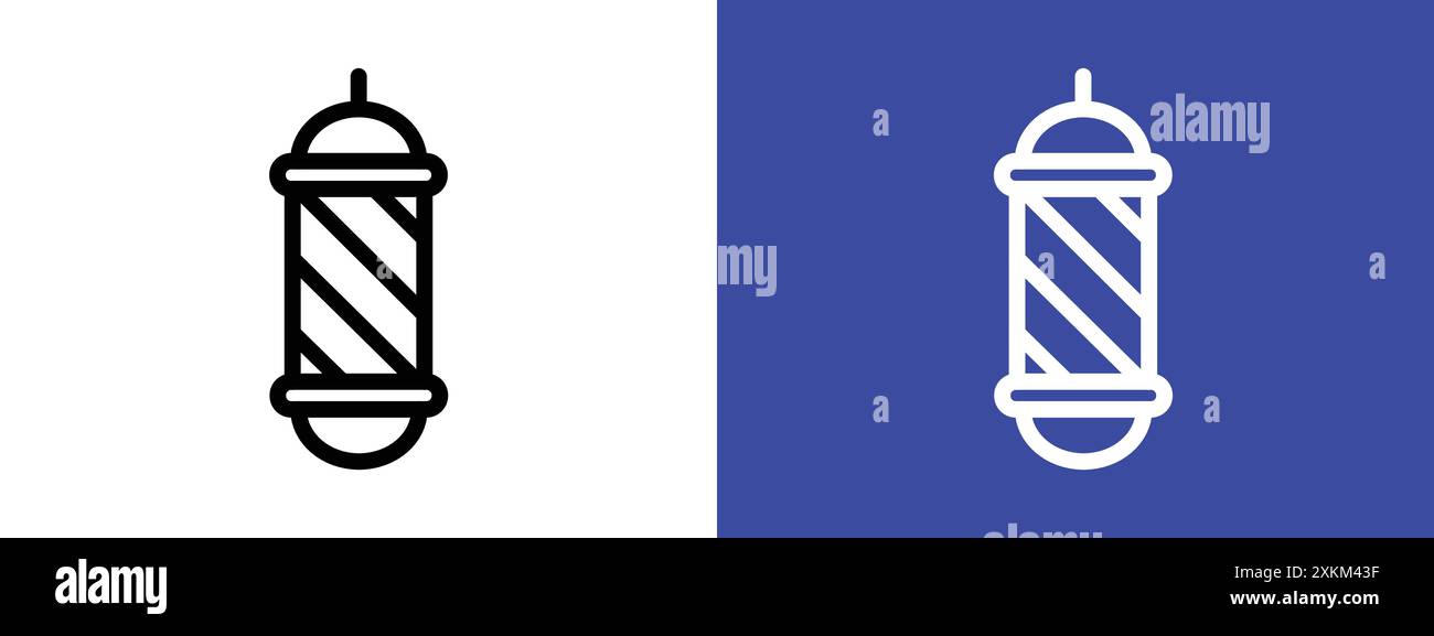 barber pole icon logo sign vector outline in black and white color ...