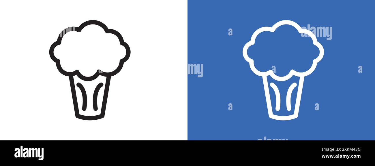 Broccoli icon logo sign vector outline in black and white color Stock ...