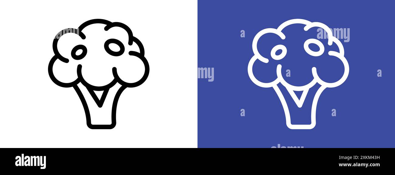 broccoli icon logo sign vector outline in black and white color Stock ...