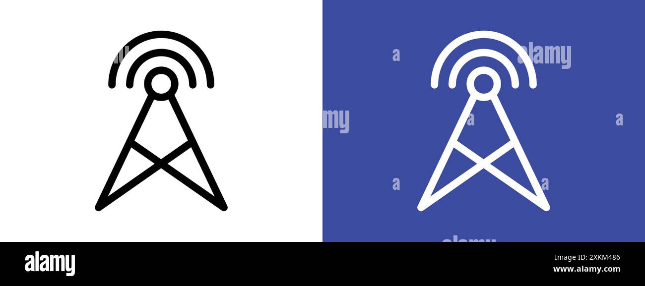 Broadcast Icon logo sign vector outline in black and white color Stock ...