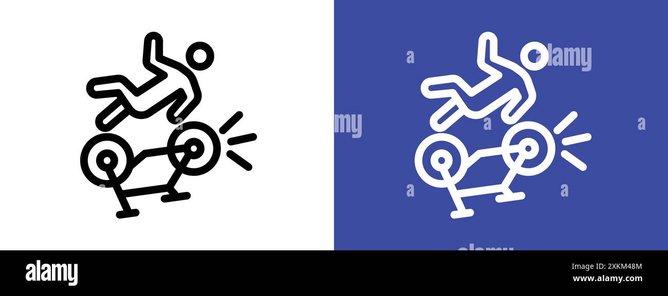 becycle accident icon logo sign vector outline in black and white color ...