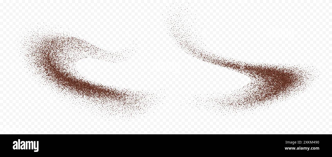 Flying coffee or chocolate powder, dust particles in motion, ground ...