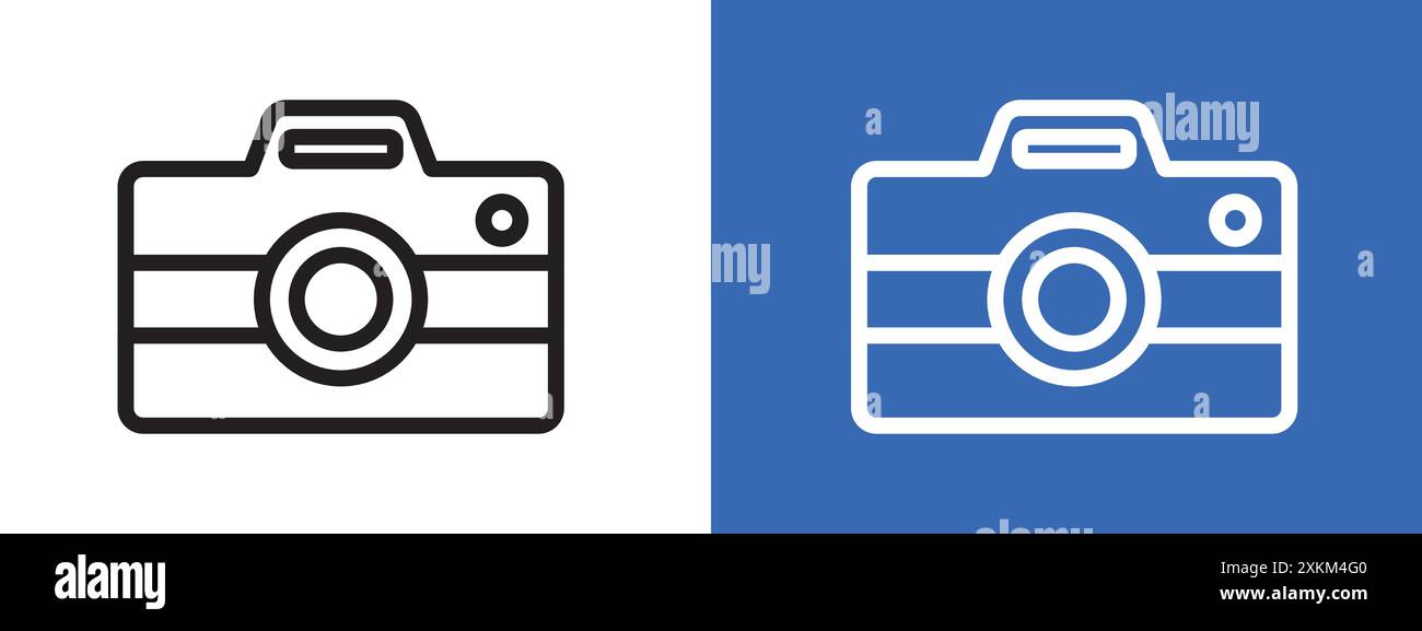 Camera icon logo sign vector outline in black and white color Stock ...