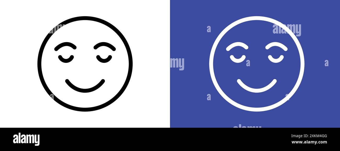 Calm Emoji icon logo sign vector outline in black and white color Stock ...