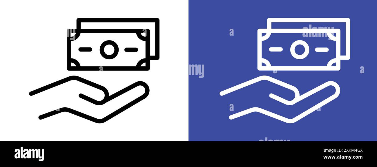 Cash bonus icon logo sign vector outline in black and white color Stock ...