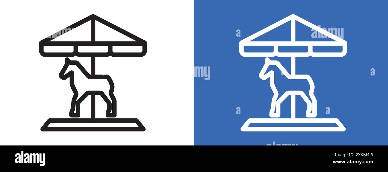 Carousel icon logo sign vector outline in black and white color Stock ...