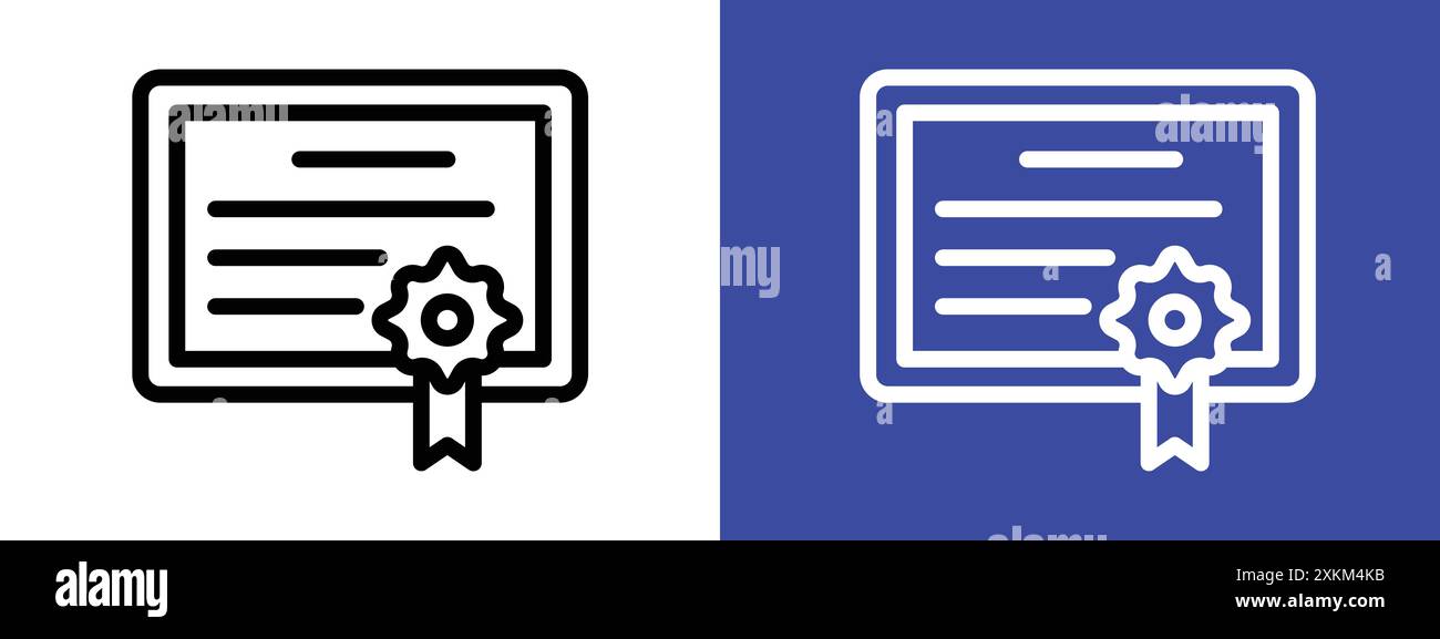 Certificate icon logo sign vector outline in black and white color ...