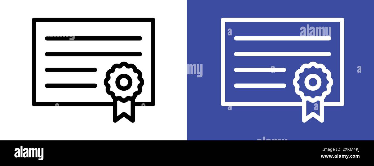 certificate icon logo sign vector outline in black and white color ...