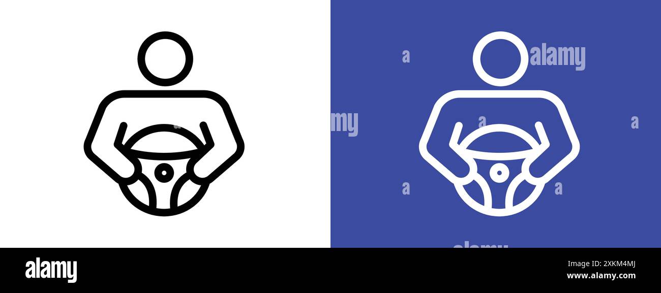 car driver icon logo sign vector outline in black and white color Stock ...