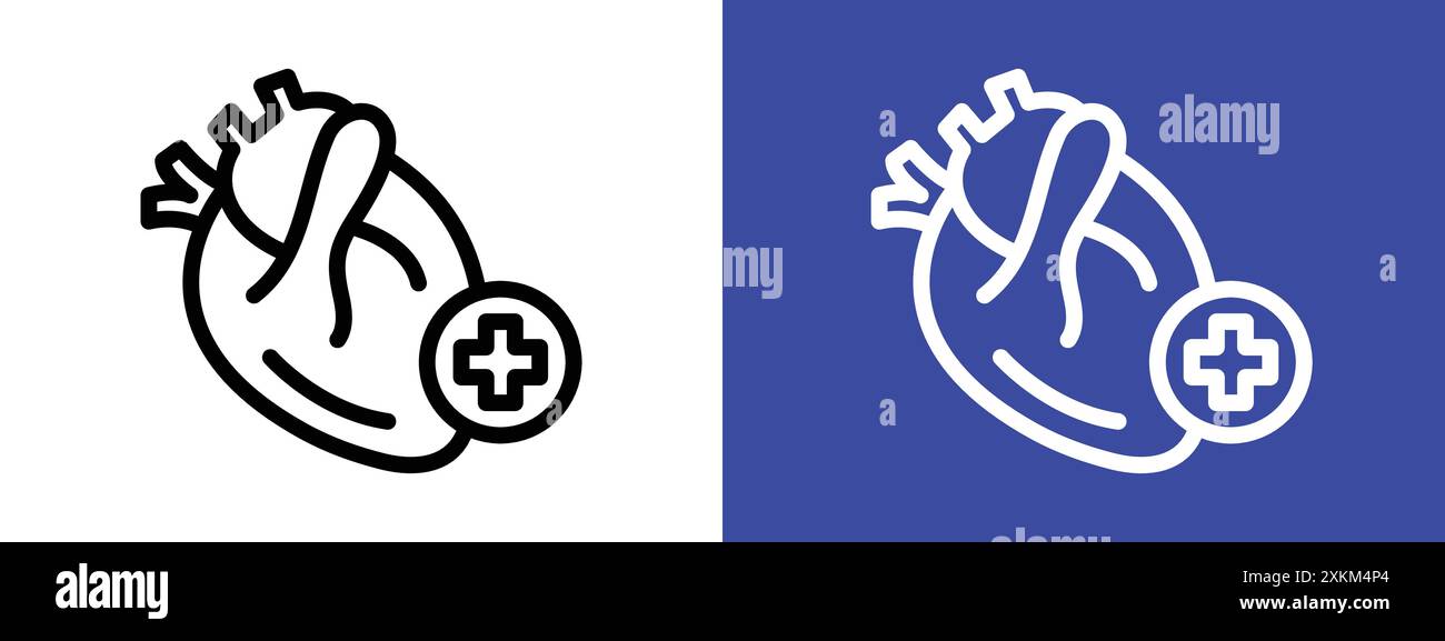 Cardiology icon logo sign vector outline in black and white color Stock ...