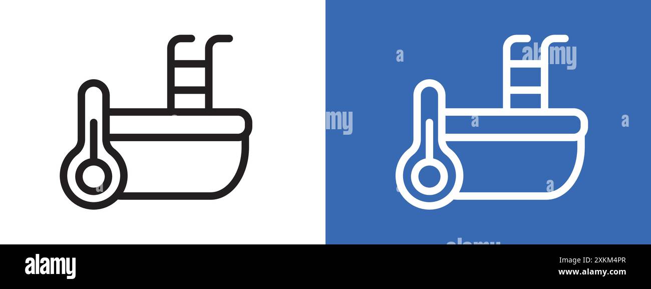 Cold plunge icon logo sign vector outline in black and white color ...