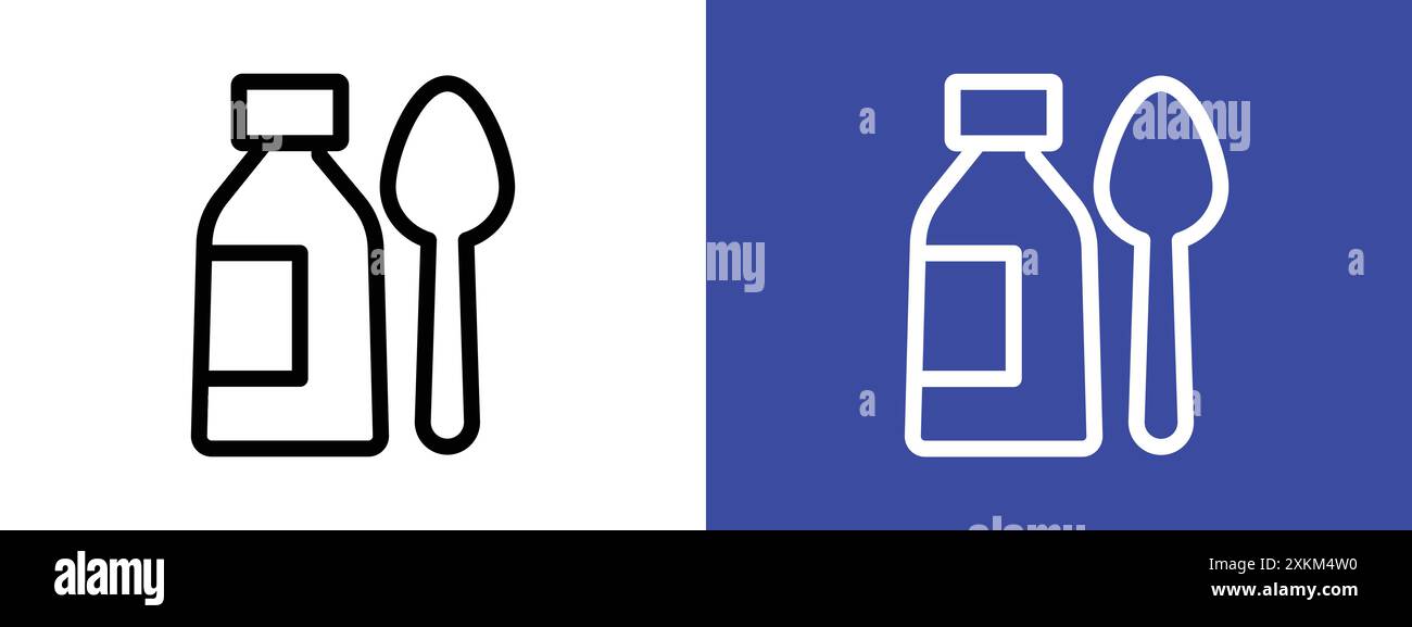 cough syrup icon logo sign vector outline in black and white color ...