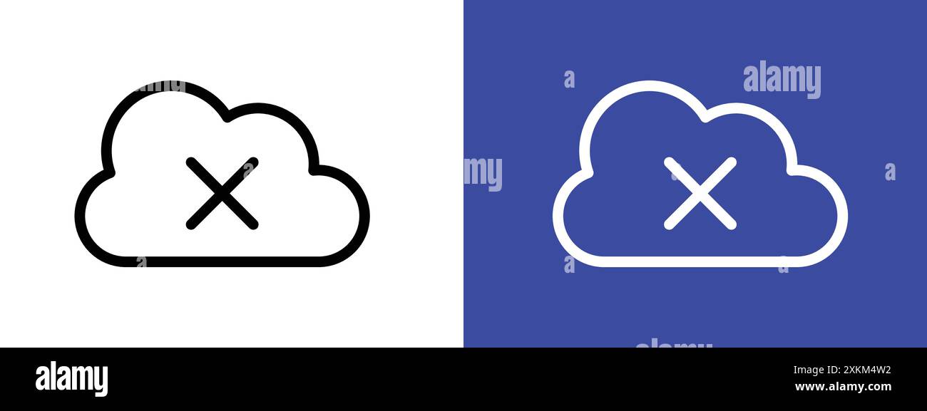 cloud sync disable icon logo sign vector outline in black and white ...