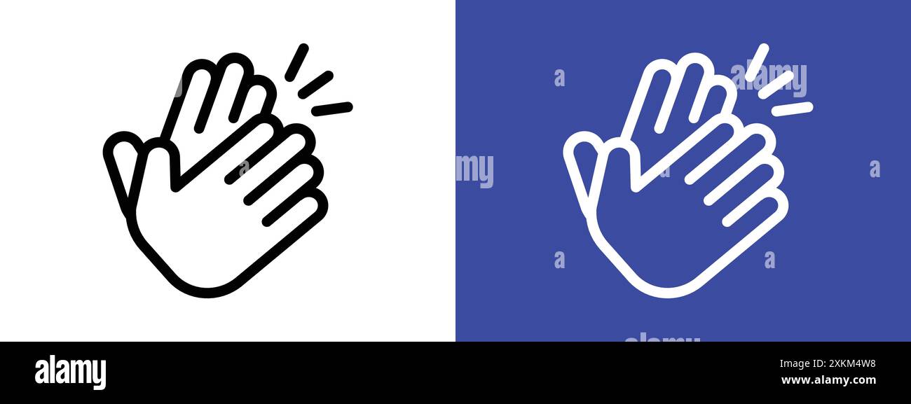 Clapping hand icon logo sign vector outline in black and white color Stock Vector Image & Art ...