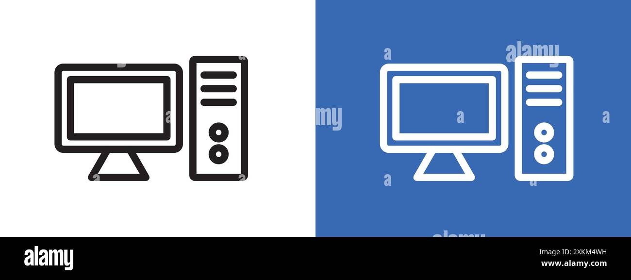 Computer icon logo sign vector outline in black and white color Stock ...