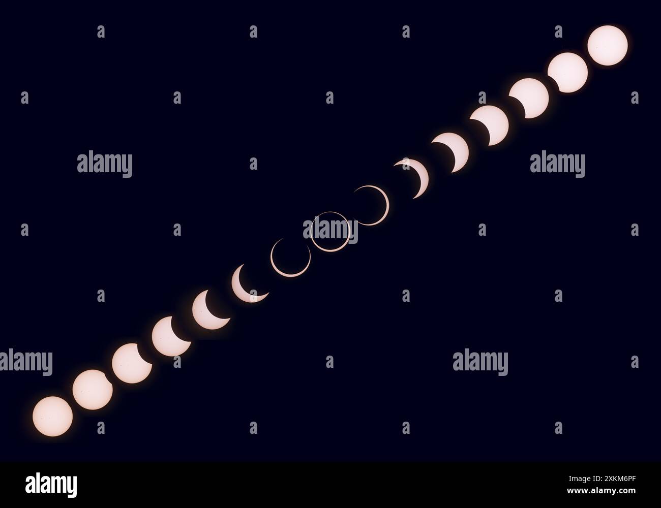 Composite image of the various stages of the annular solar eclipse on ...