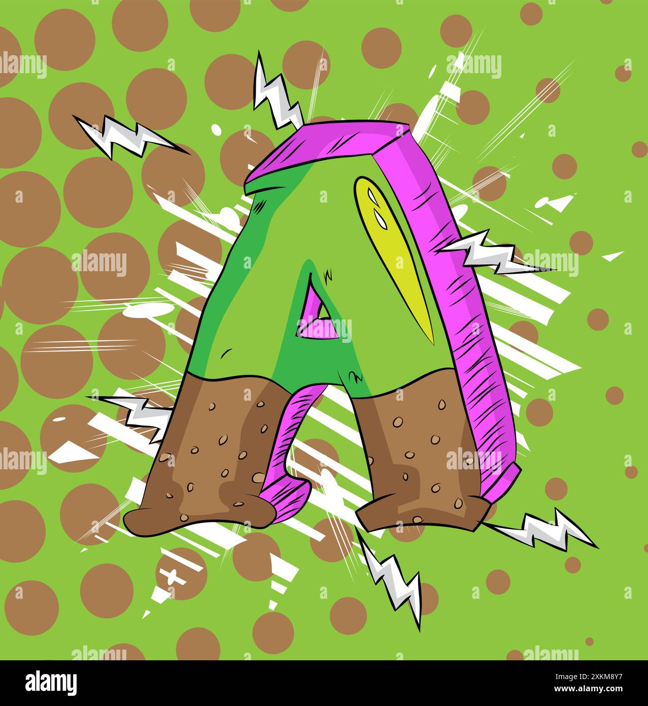 Cartoon Letter A, comic book Alphabet. Retro vector comics pop art ...