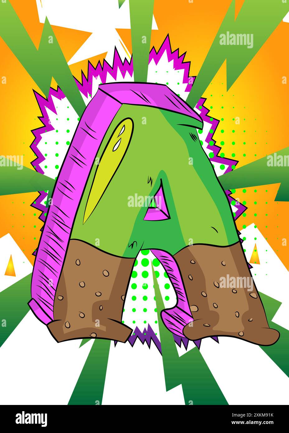 Cartoon Letter A, comic book Alphabet. Retro vector comics pop art ...