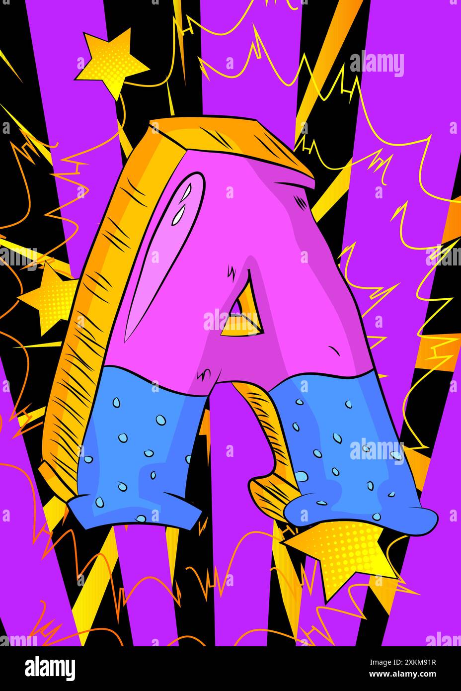 Cartoon Letter A, comic book Alphabet. Retro vector comics pop art ...