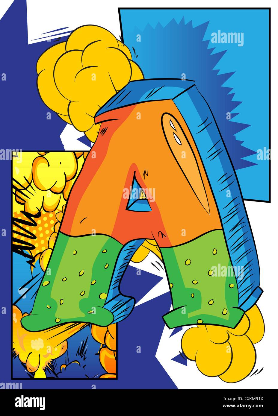 Cartoon Letter A, comic book Alphabet. Retro vector comics pop art ...