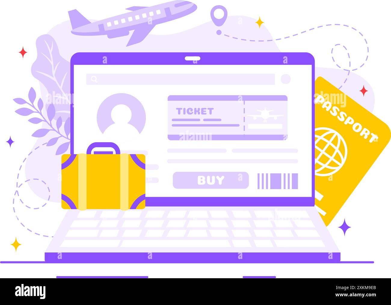 Online Travel Ticket Vector Illustration Through a Transportation and ...