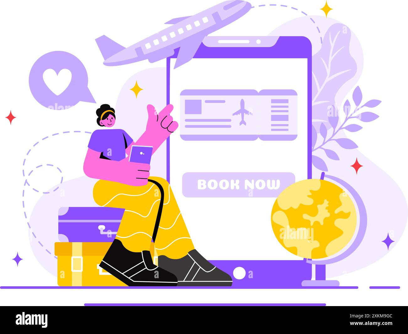 Online Travel Ticket Vector Illustration Through a Transportation and ...
