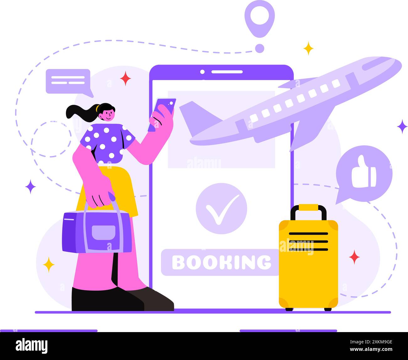 Online Travel Ticket Vector Illustration Through a Transportation and ...