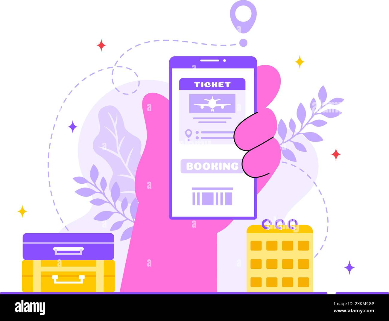 Online Travel Ticket Vector Illustration Through a Transportation and ...