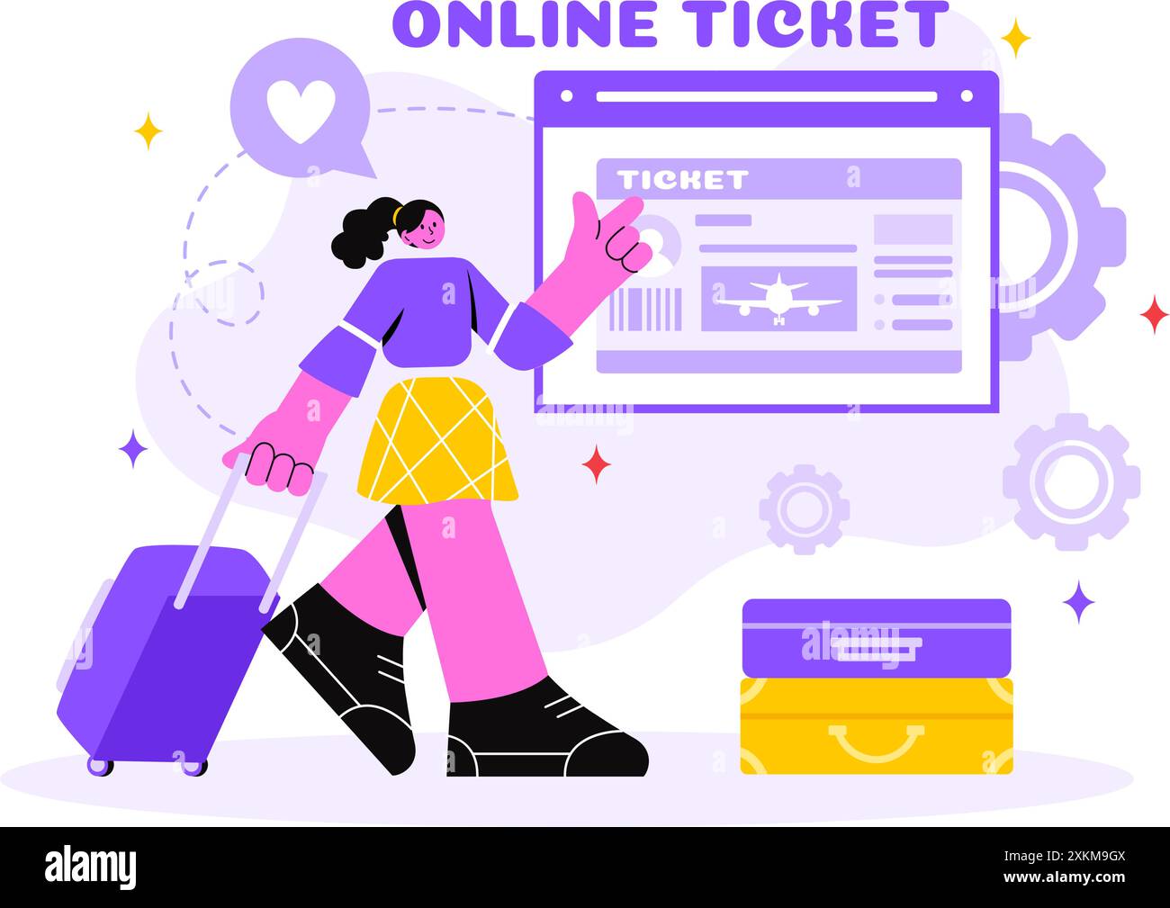 Online Travel Ticket Vector Illustration Through a Transportation and ...