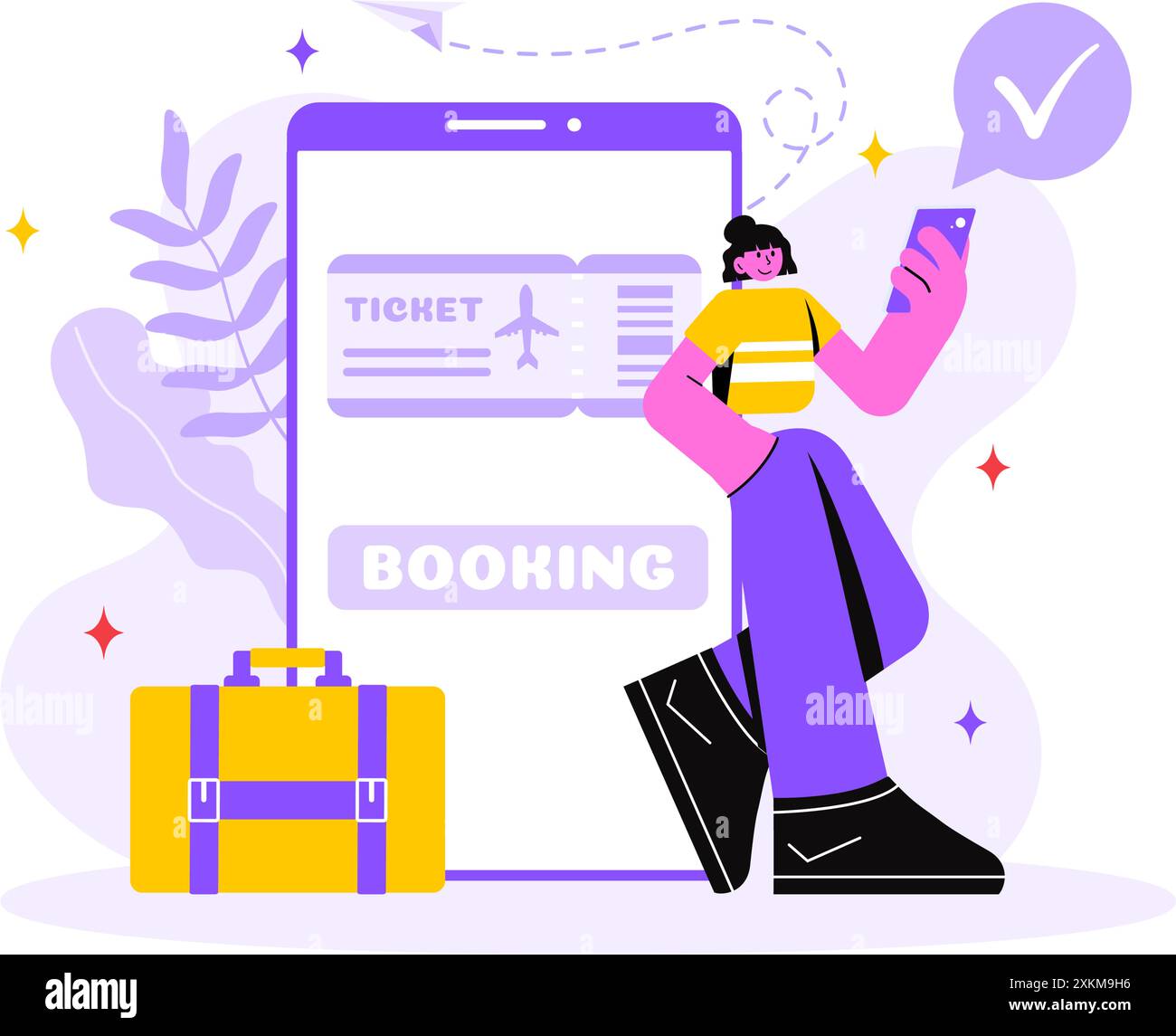 Online Travel Ticket Vector Illustration Through a Transportation and ...