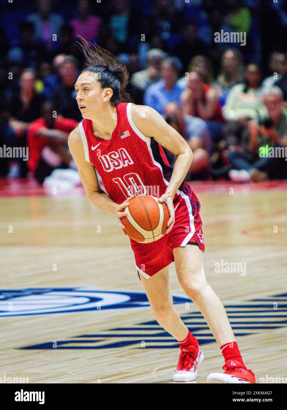 O2 Arena, UK. 23rd July, 2024. Breanna Stewart #10 for Team USA during ...