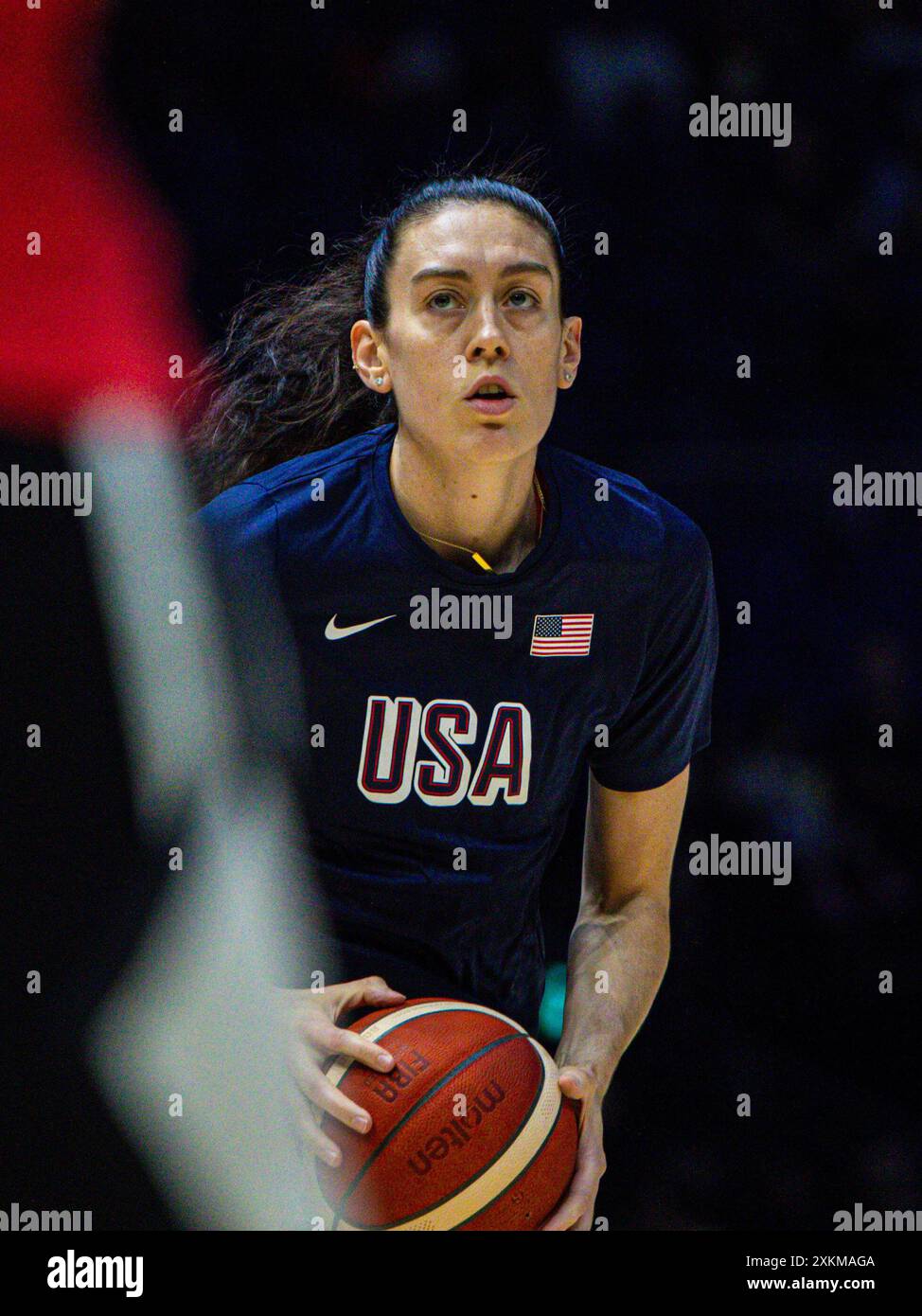O2 Arena, UK. 23rd July, 2024. Breanna Stewart #10 for Team USA during ...