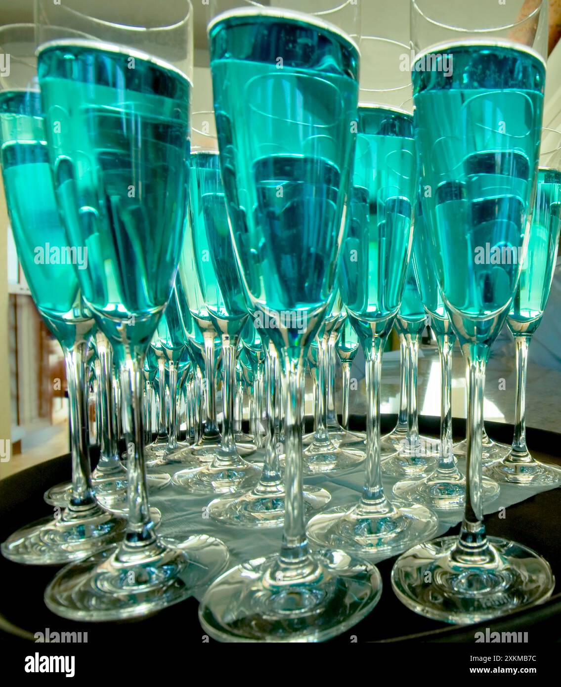 blue champagne on river boat - Germany Stock Photo - Alamy