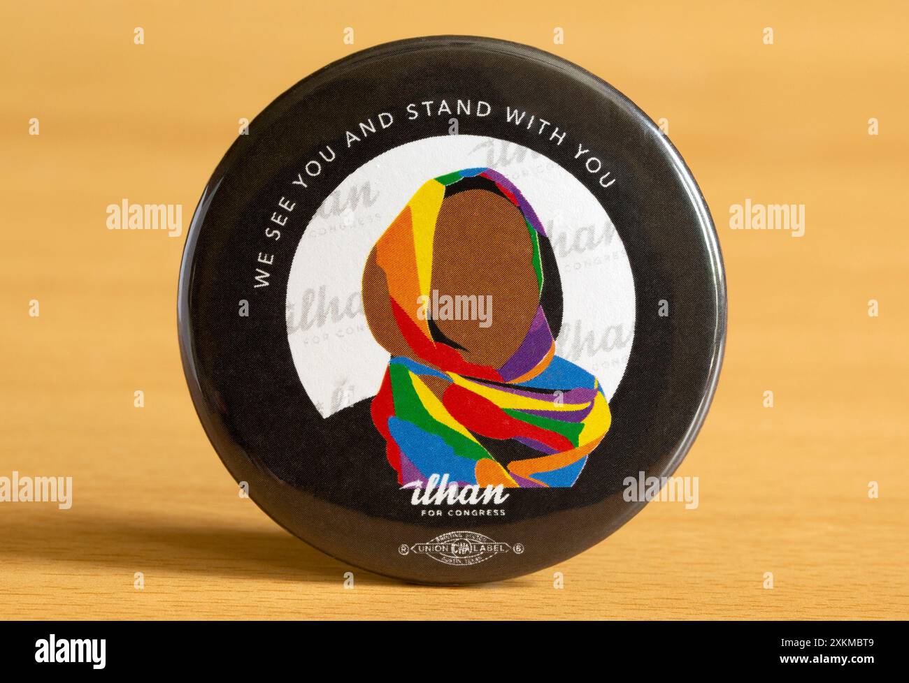 Pin-back button for the election of incumbent US representative Ilhan ...