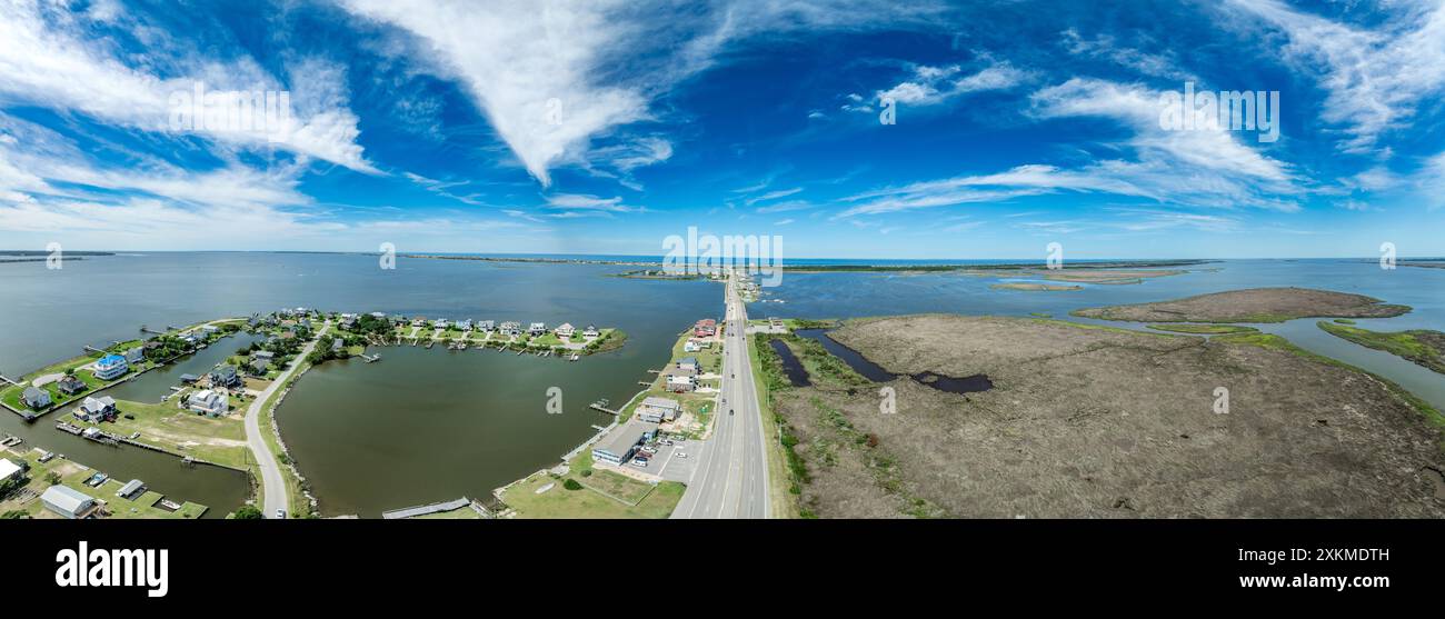 Aerial view of Pond Island Outer Banks NC OBX, coastal highway ...