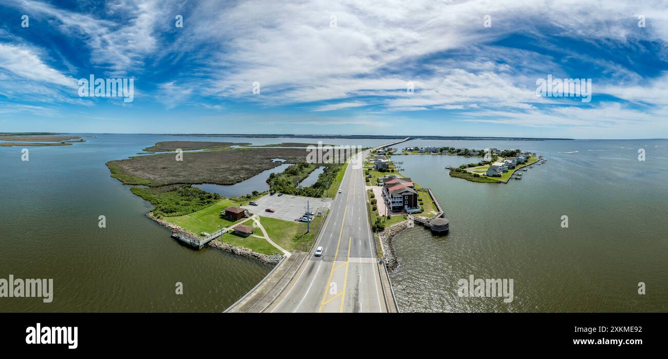 Aerial view of Pond Island Outer Banks NC OBX, coastal highway ...