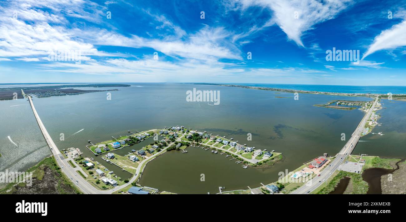 Aerial view of Pond Island Outer Banks NC OBX, coastal highway ...