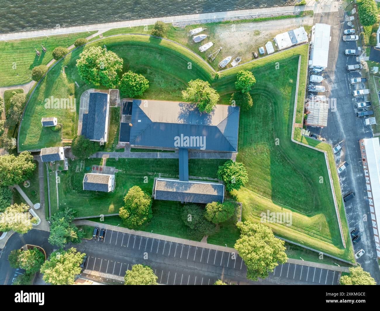 Aerial view of Fort Norfolk historic landmark with main gate ...