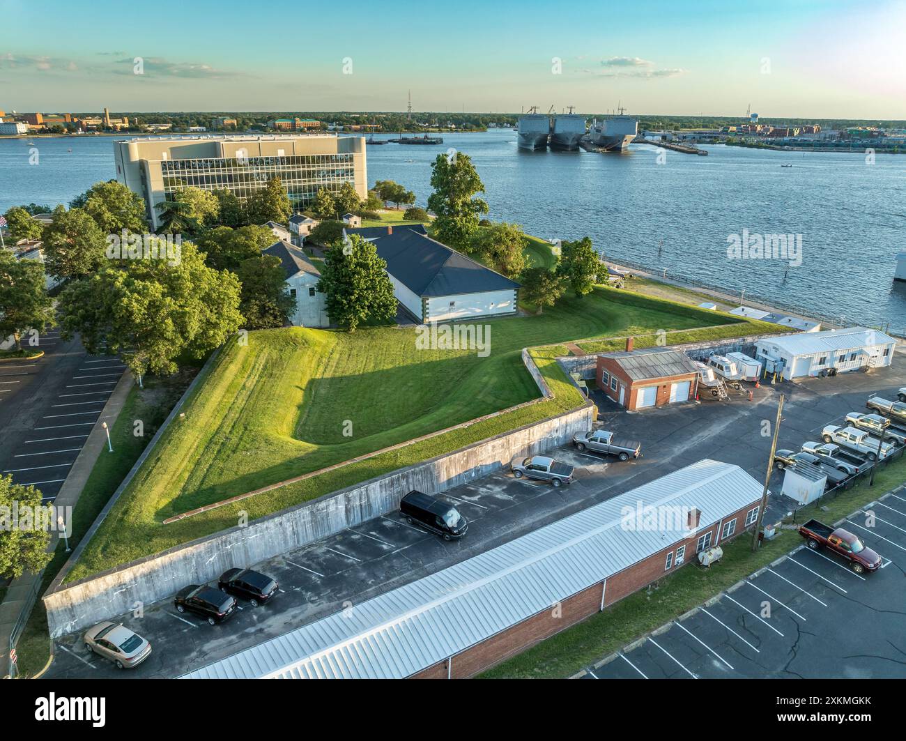Aerial view of Fort Norfolk historic landmark with main gate ...