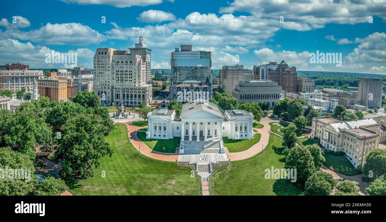 Aerial view of capitol square in Richmond with Virginia state capital ...