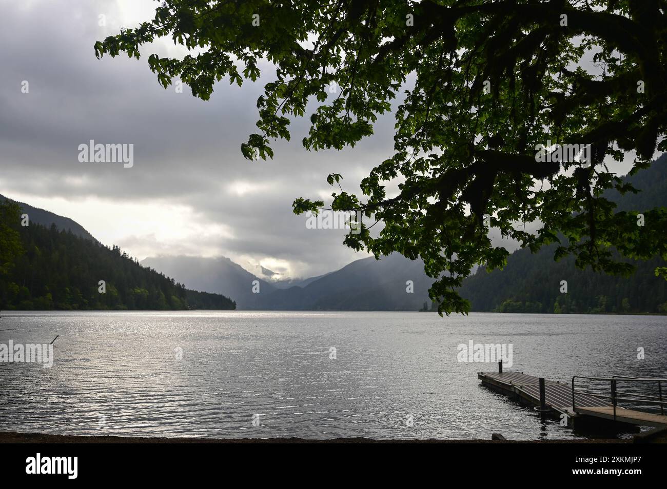 Moody day at Lake Crescent in the Olympic National Park, WA Stock Photo ...