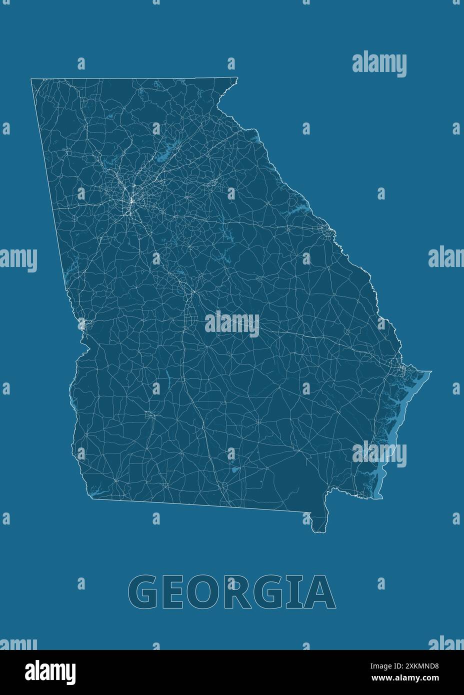 Georgia, United States artistic blueprint map poster Stock Vector Image ...