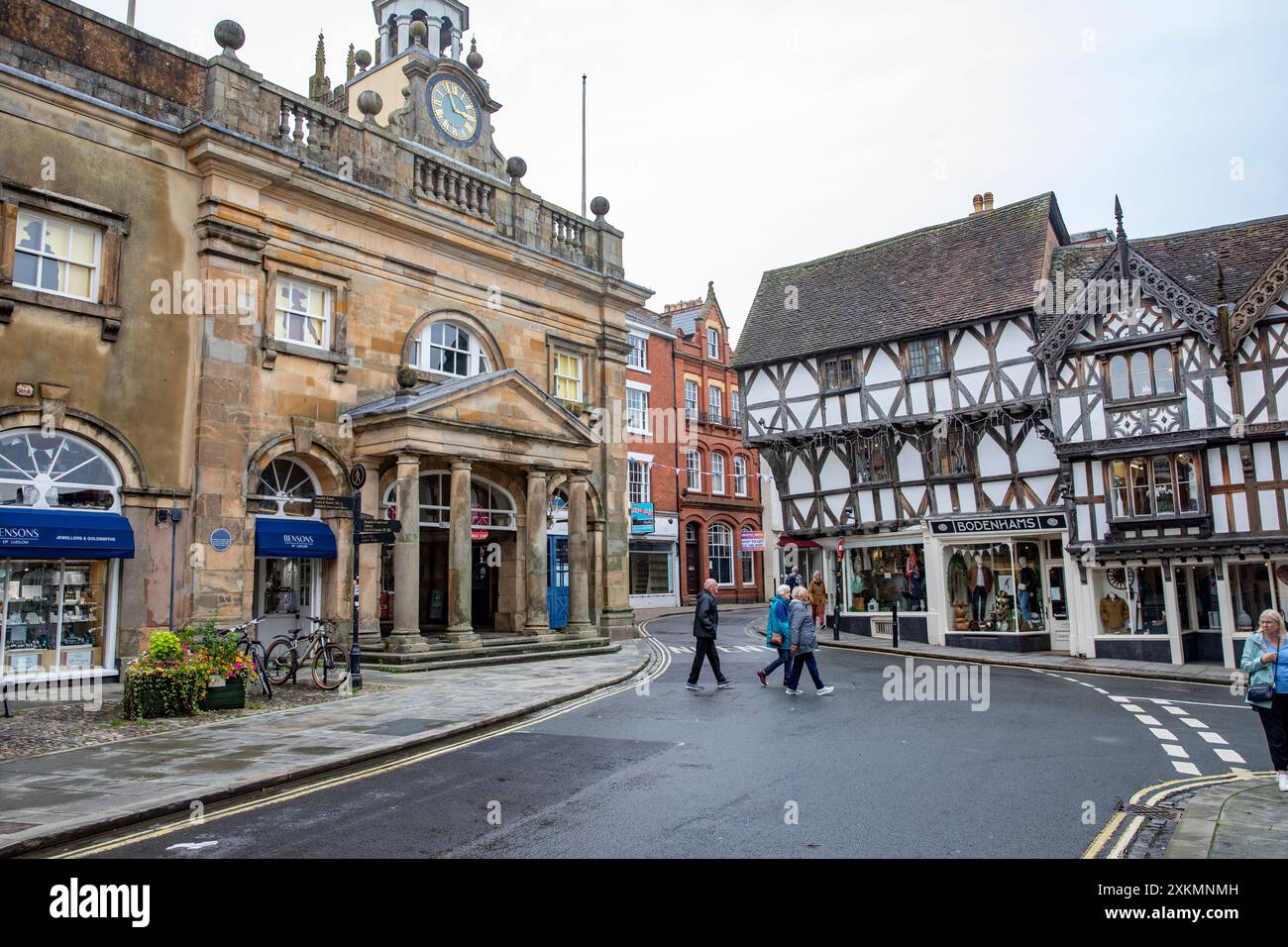 Ludlow The Buttercross building beside Tudor medieval architecture ...
